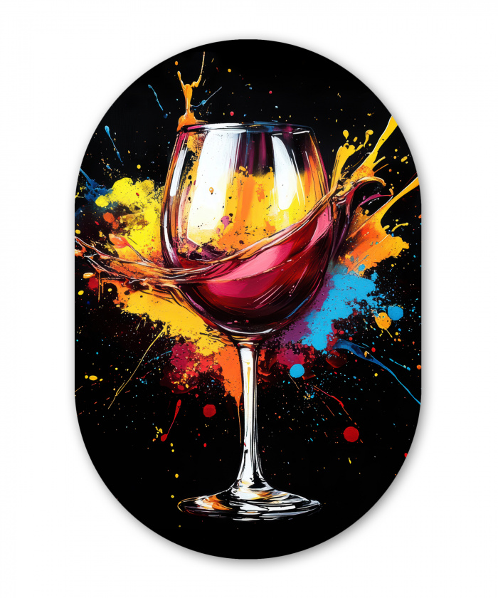 Muurovaal aluminium - Wijn - Glas - Graffiti - Borrel - Rood - Verf ...